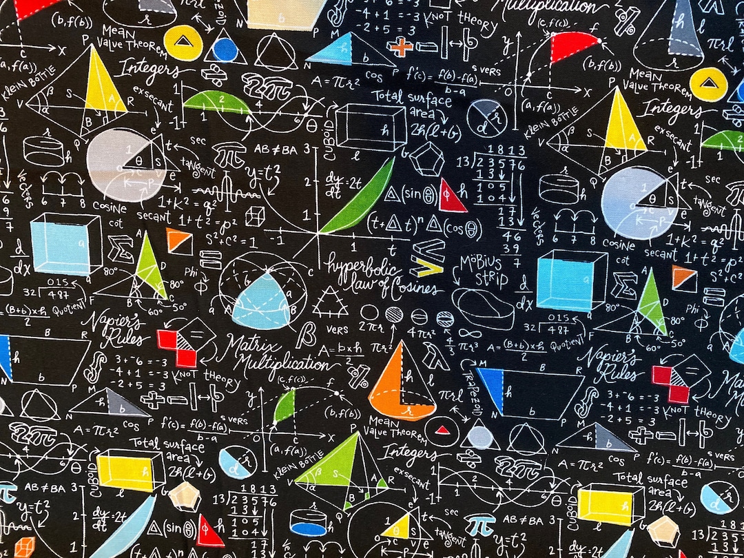 Advanced Math Algebra Geometry Trigonometry Theme Cotton Fabric 18” X ...