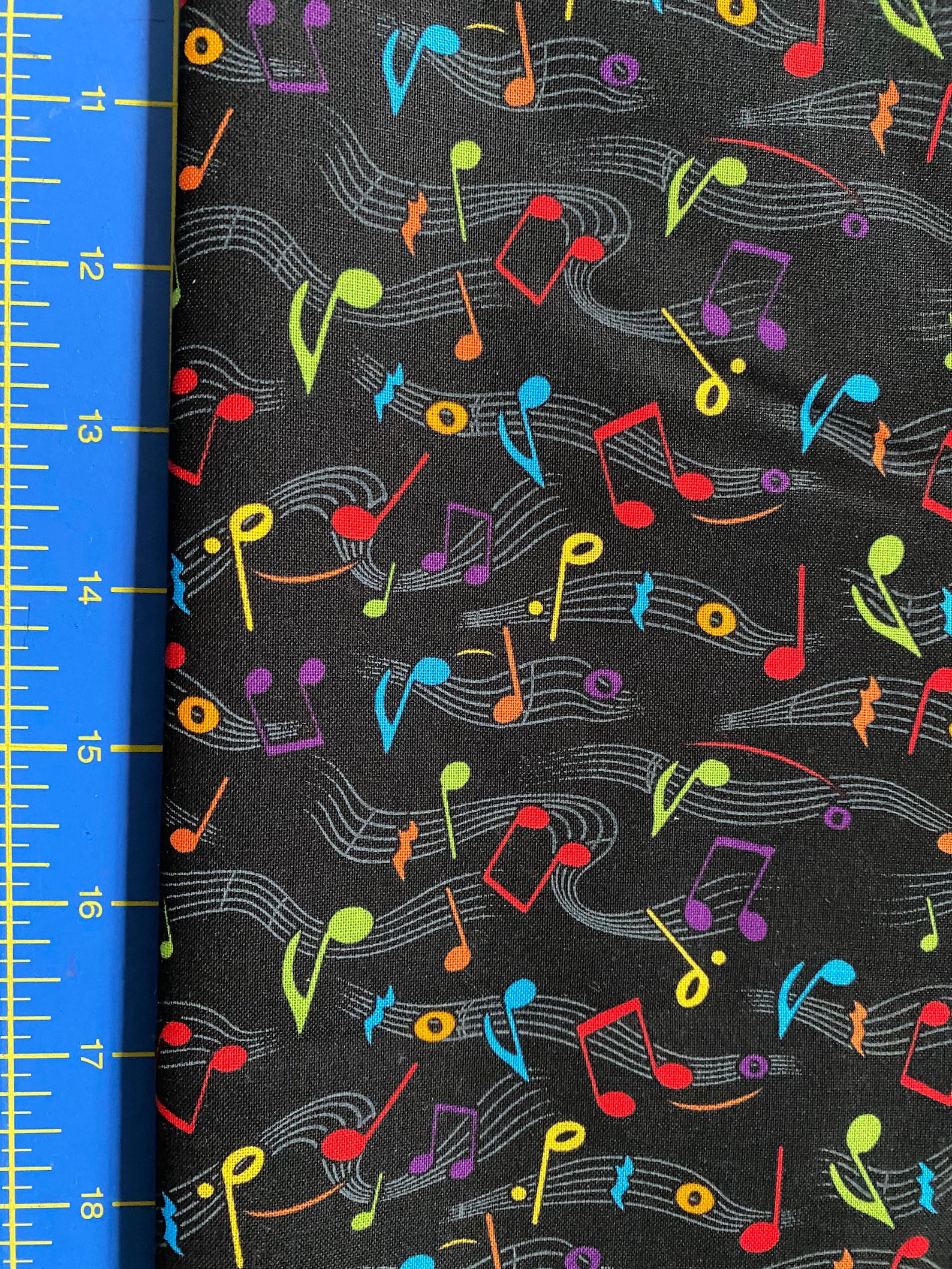 Rainbow Music Notes Cotton Fabric Fat Quarter - Etsy