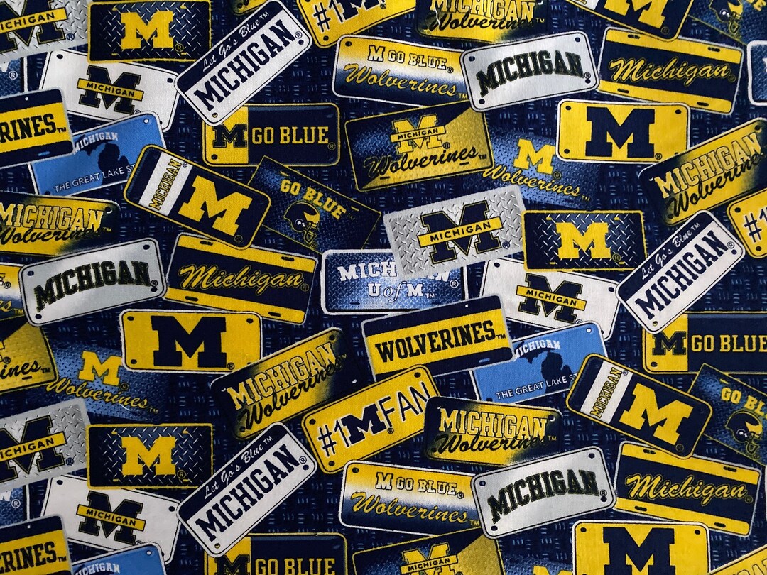 University of Michigan Cotton Fabric 18 X 21 Fat Quarter Michigan ...
