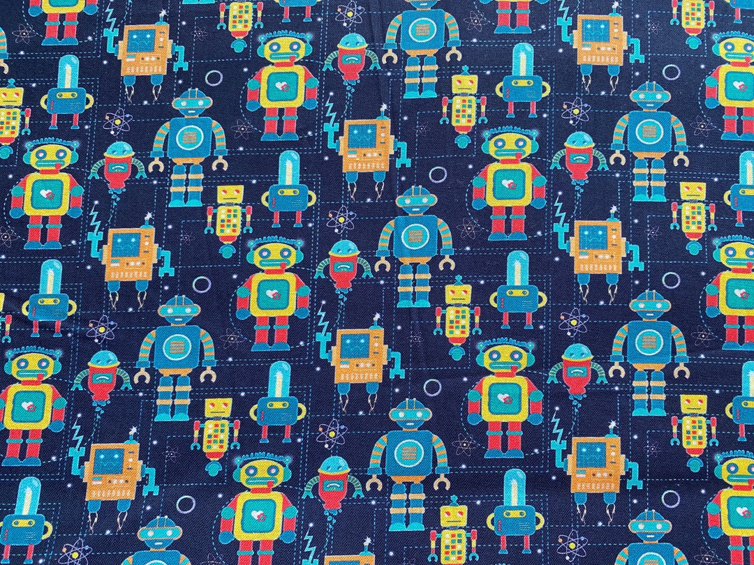 Robot Cotton Fabric 18” X 21” Fat Quarter - Etsy