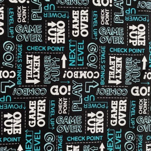 Gamer Cotton Fabric 18” X 21” Fat Quarter | Video Game Words - Etsy