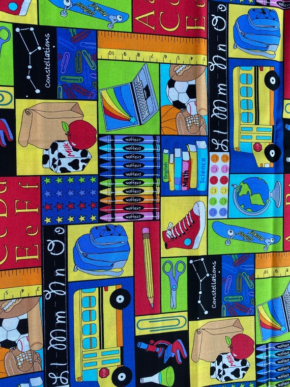 School & Classroom Theme Cotton Fabric 18 X 21 Fat Quarter | Etsy