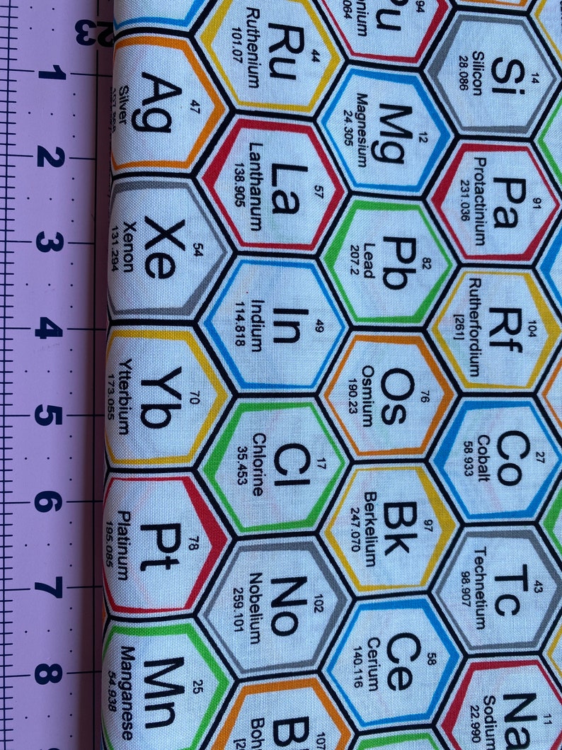 Periodic Table of Elements Cotton Fabric 18 X 21 Fat Quarter | Etsy
