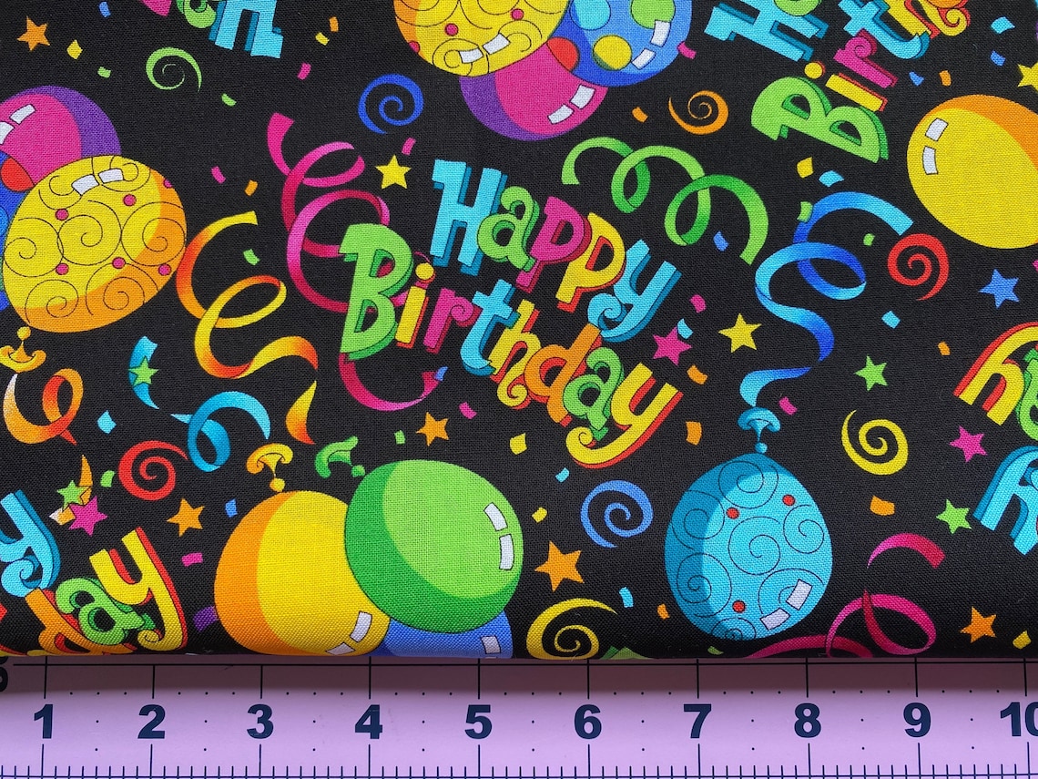 Happy Birthday Cotton Fabric 18 X 21 Fat Quarter - Etsy