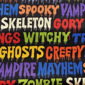 Halloween Creepy Words Cotton Fabric 18” X 21” Fat Quarter - Etsy