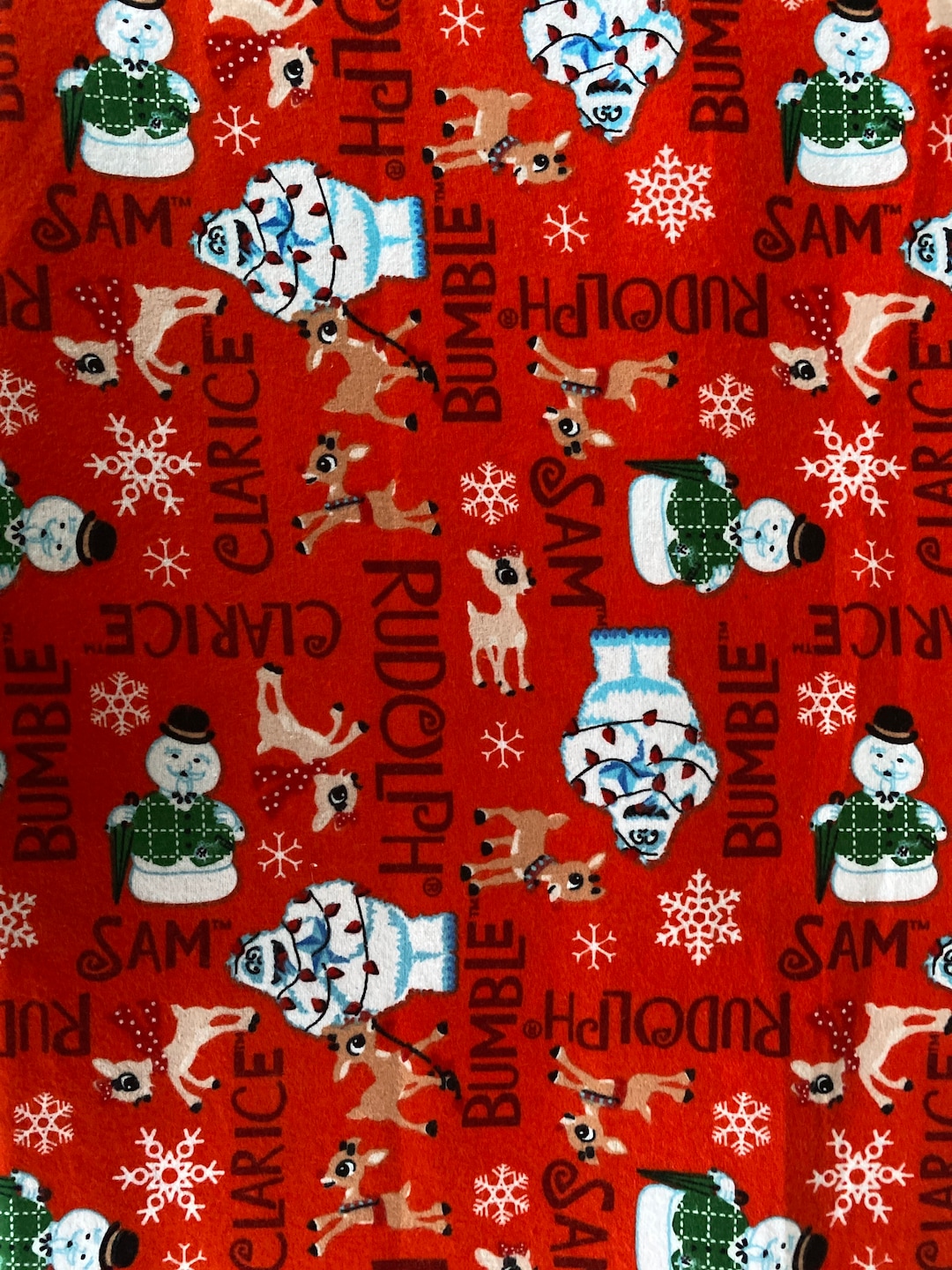 Rudolph the Red Nose Reindeer 100% Cotton Flannel Fabric 18” X 21” Fat ...