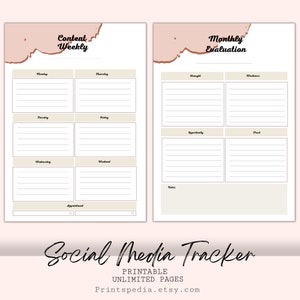 Printable Facebook Tracker Instagram Planner Pinterest Tracker Youtube ...