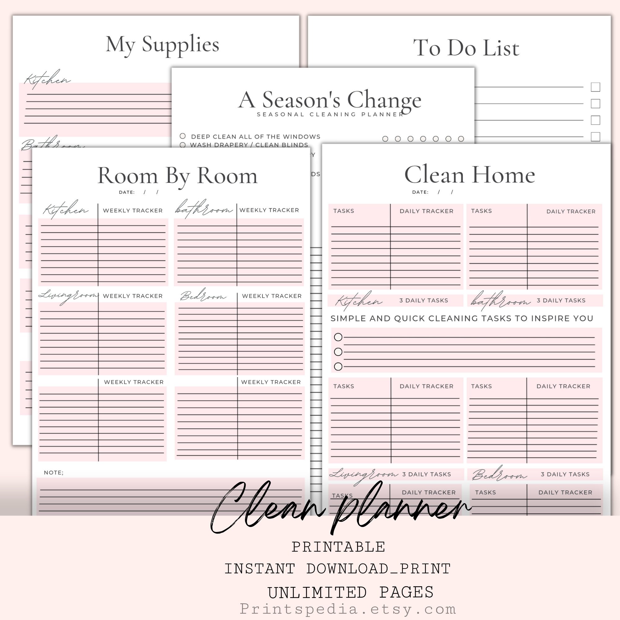 Cleaning Planner,schedule Planner, Home Cleaning Routine,cleaning ...