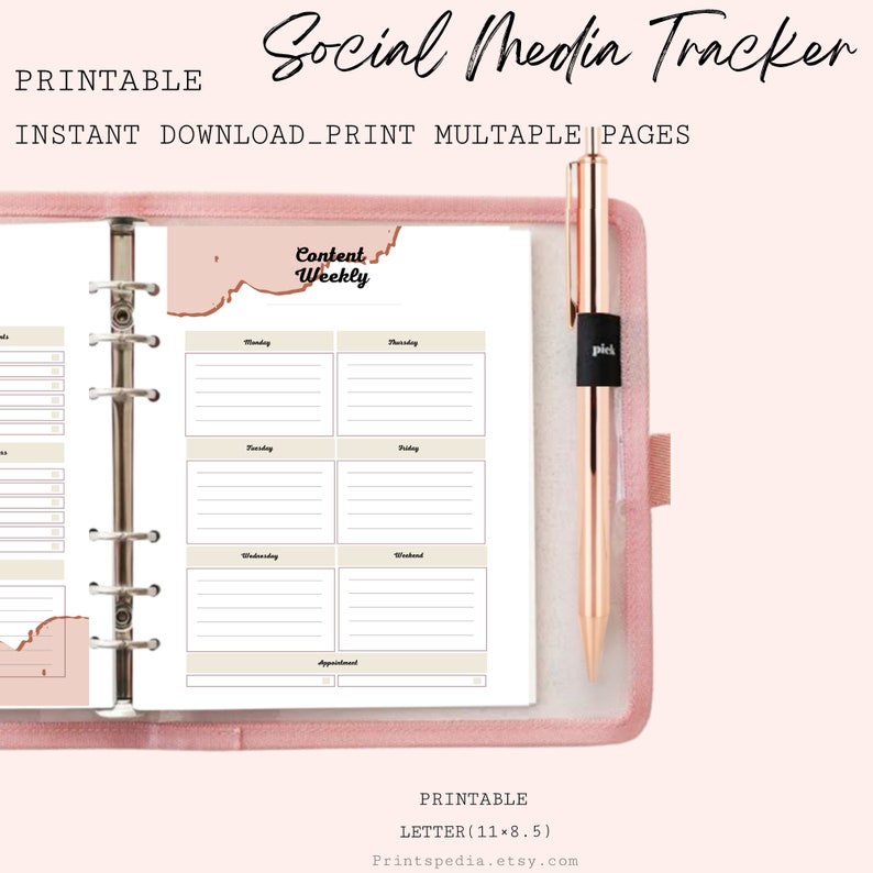 Printable Facebook Tracker Instagram Planner Pinterest Tracker Youtube ...