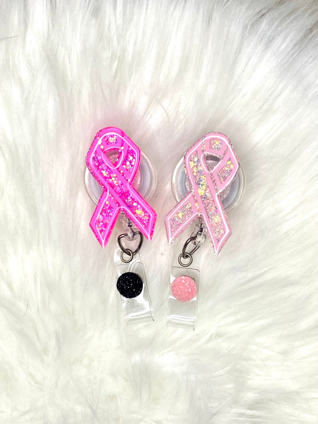 Interchangeable Breast Cancer Awareness Ribbon Glitter Badge Reel - Etsy