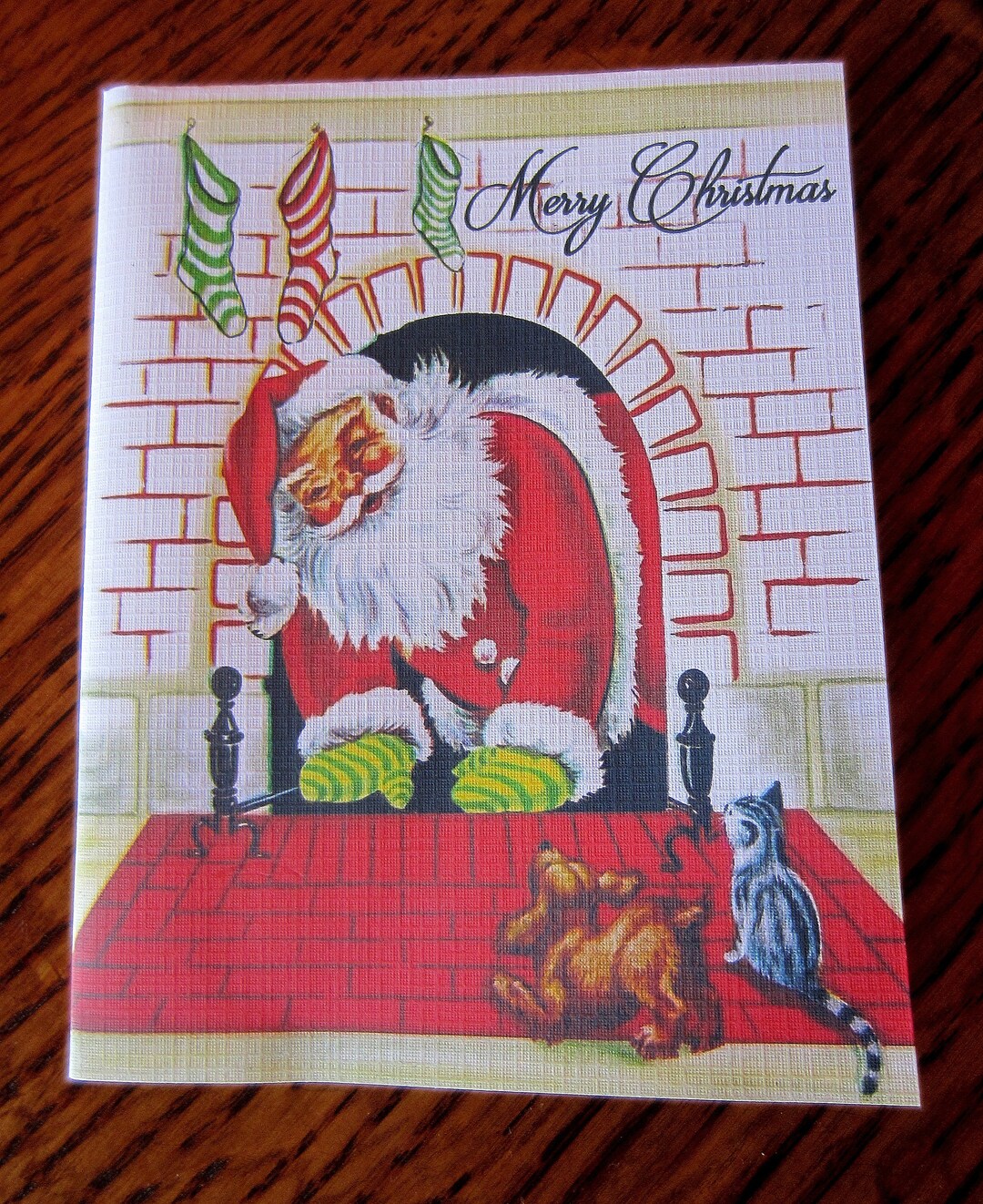 8 Pack of SANTA in the HEARTH Cards, 1960's Style W/matched Envelopes ...