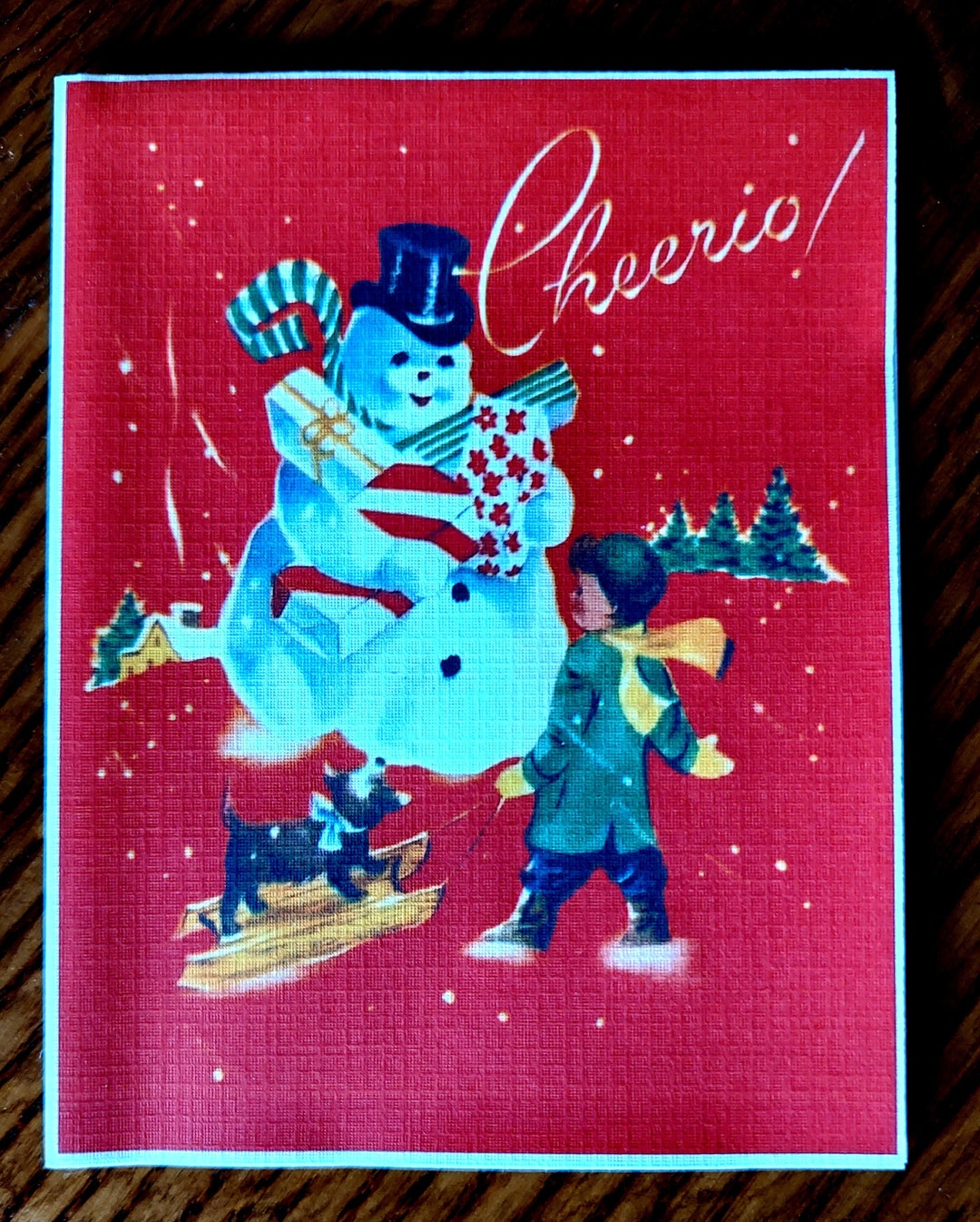 8 Pack of CHEERIO SNOWMAN CHRISTMAS Cards, 1950's Style, Matched ...