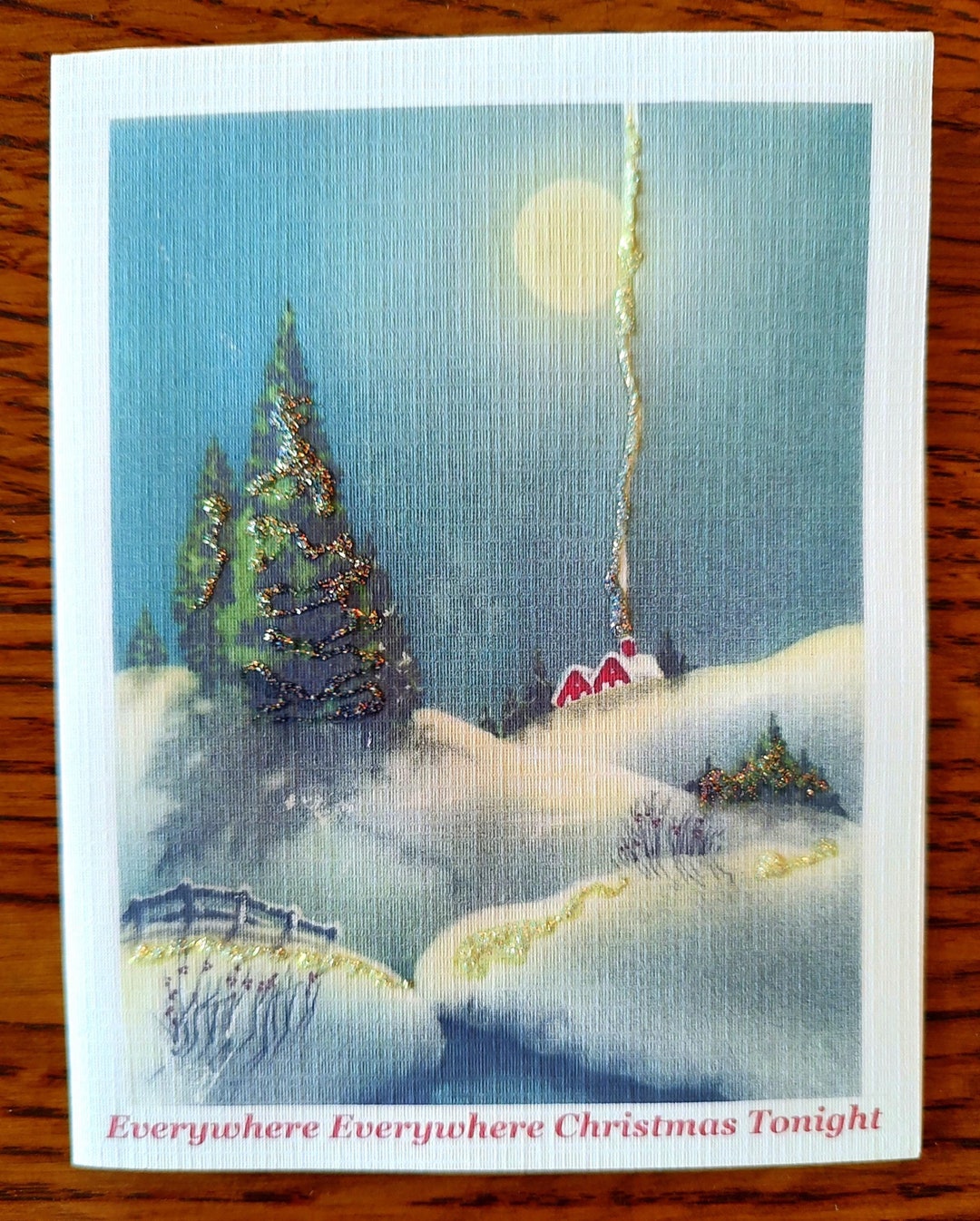6 Pack of GLITTERED Everywhere CHRISTMAS TONIGHT Cards, 1950's Style W ...