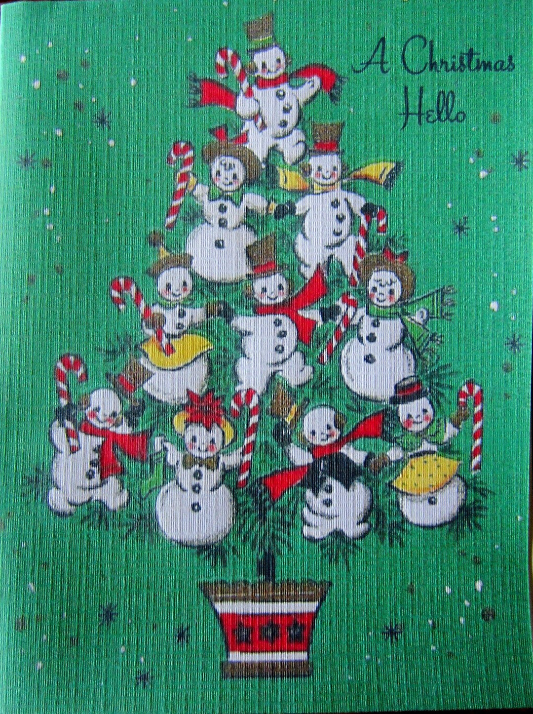 8 Pack of SNOWMAN CHRISTMAS TREE Cards, 1950's Style W/matched ...