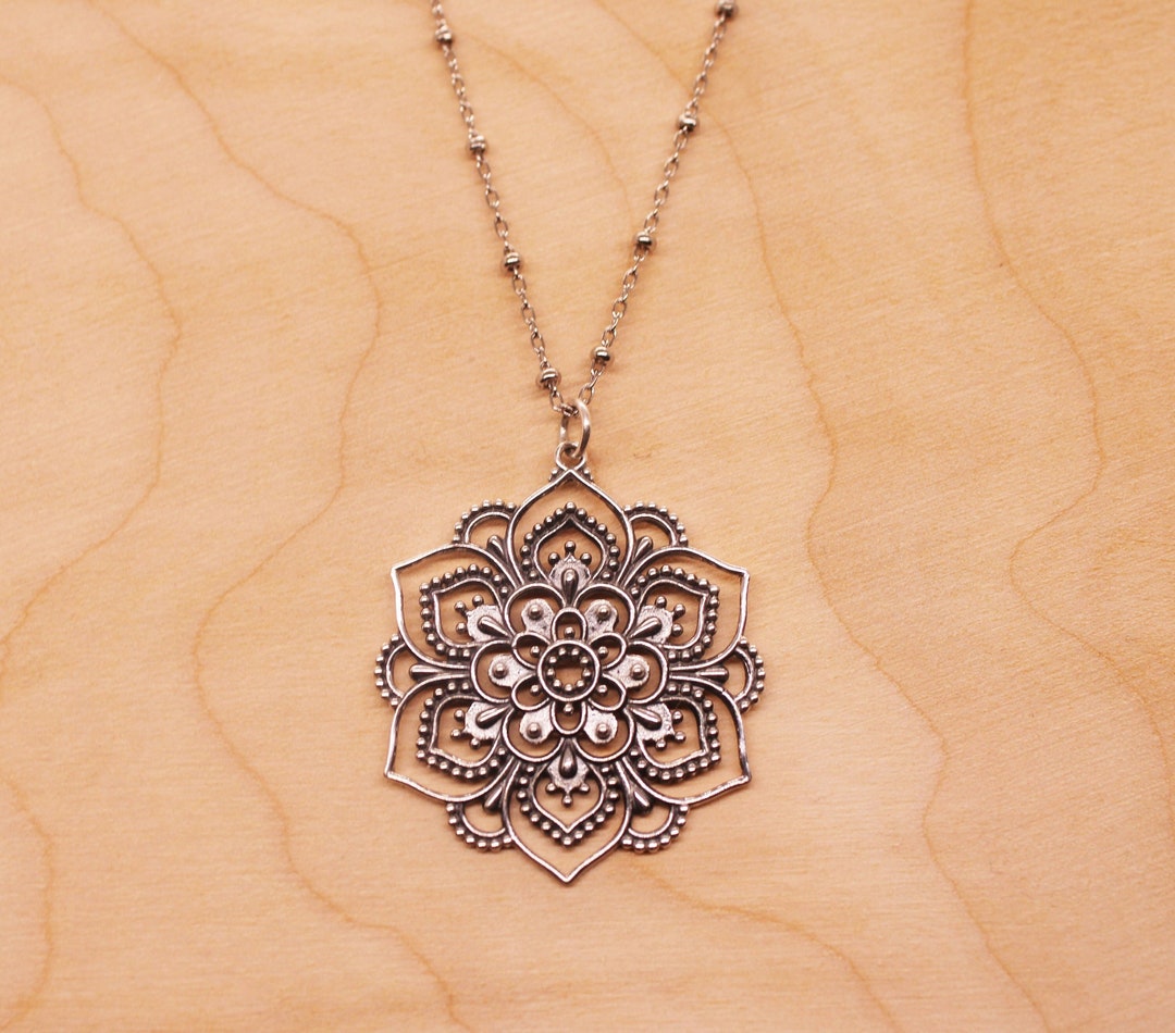 Mandala Necklace Mandala Charm Necklace Mandala Flower - Etsy