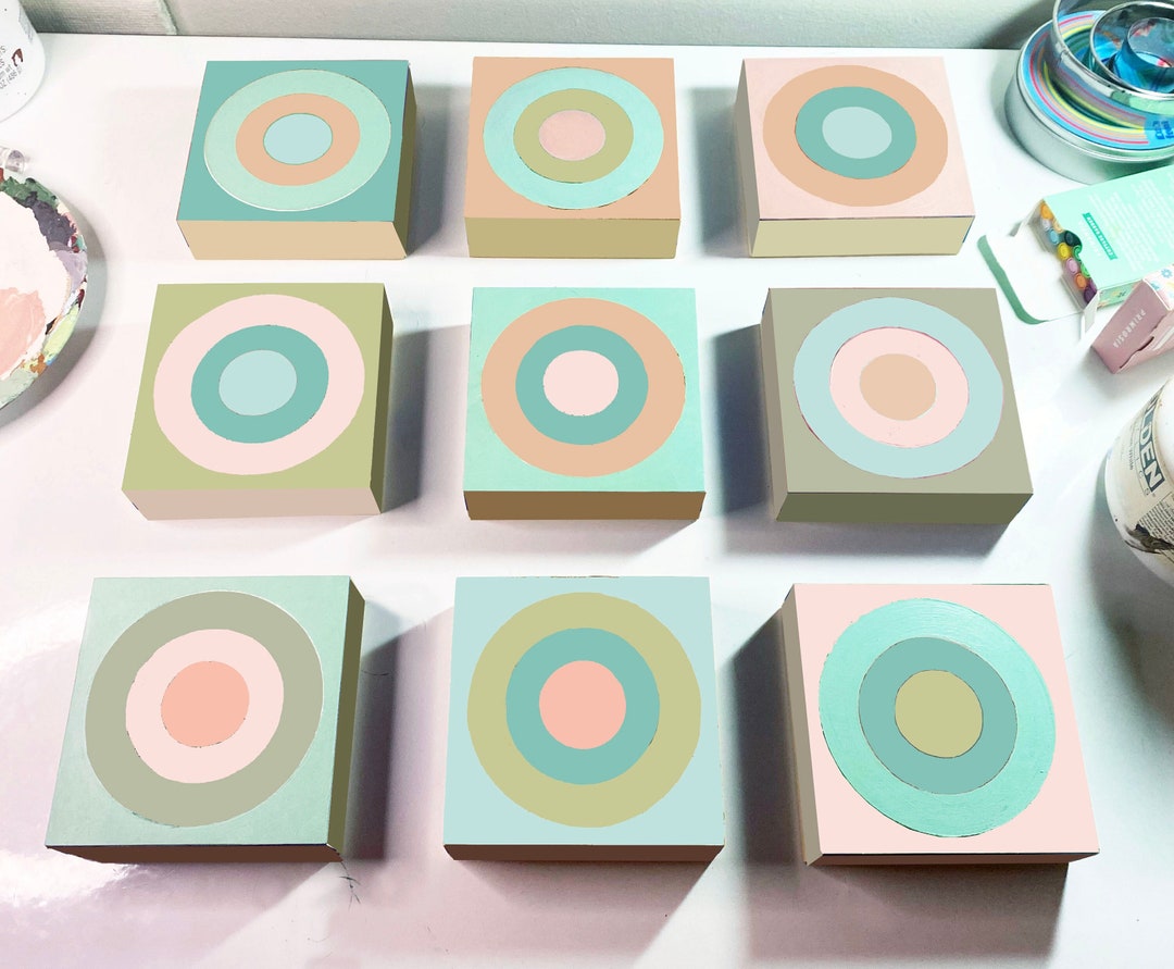 Square Grid Targets Painting, Circles Painting, Original Art, Pastel ...
