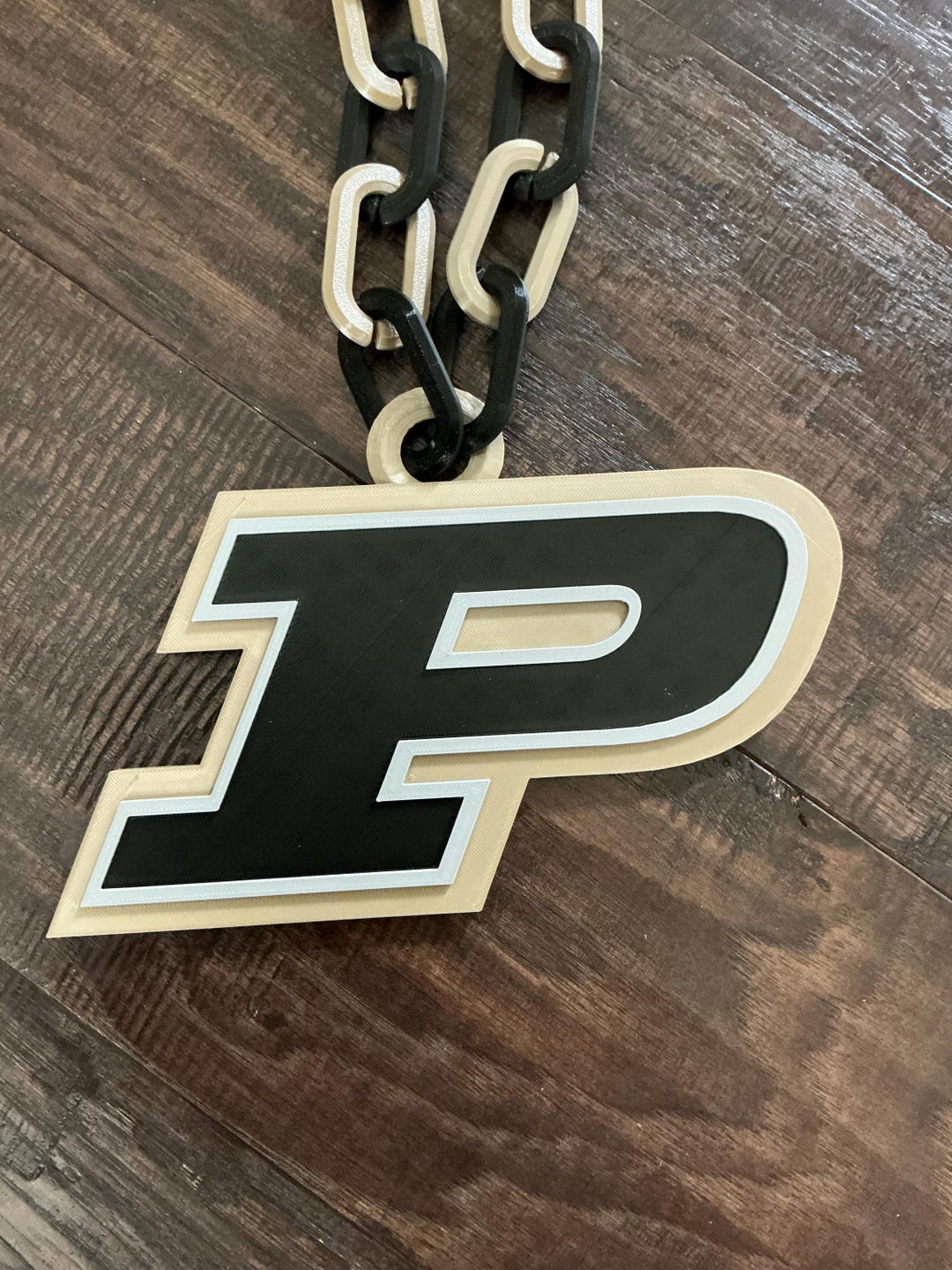 Purdue Necklace: Oversized 3D Printed Logo, Black & Gold Chain - Etsy