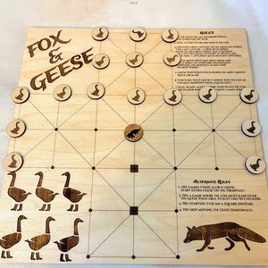Classic 2 Player Board Game: Fox & Geese | Wood Board Game | Laser Engraved | Personalized ...