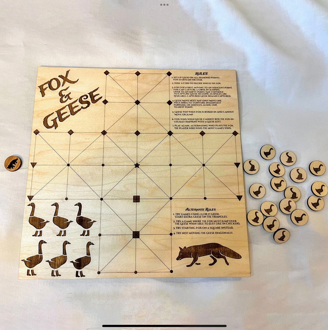Classic 2 Player Board Game: Fox & Geese Wood Board Game - Etsy