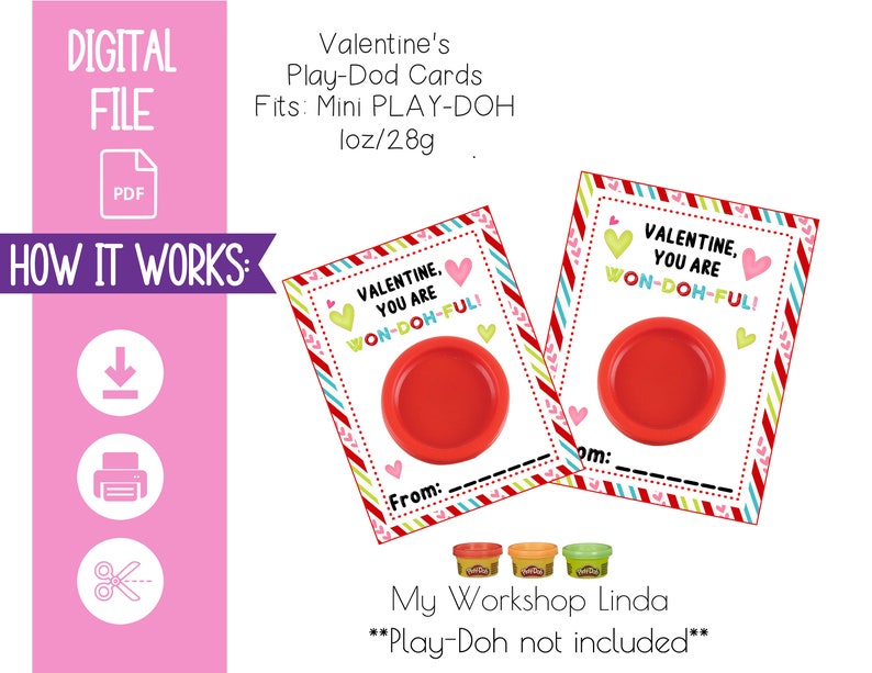 Printable Play-doh Valentine's Gift Card Class Gifts - Etsy