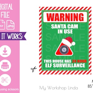 Instant Download Pdf-jpg/santa Cam Warning Sign Printable Christmas ...