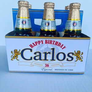 Digital Personalized Modelo 6 Pack Beer Carrier and Bottles Label ...