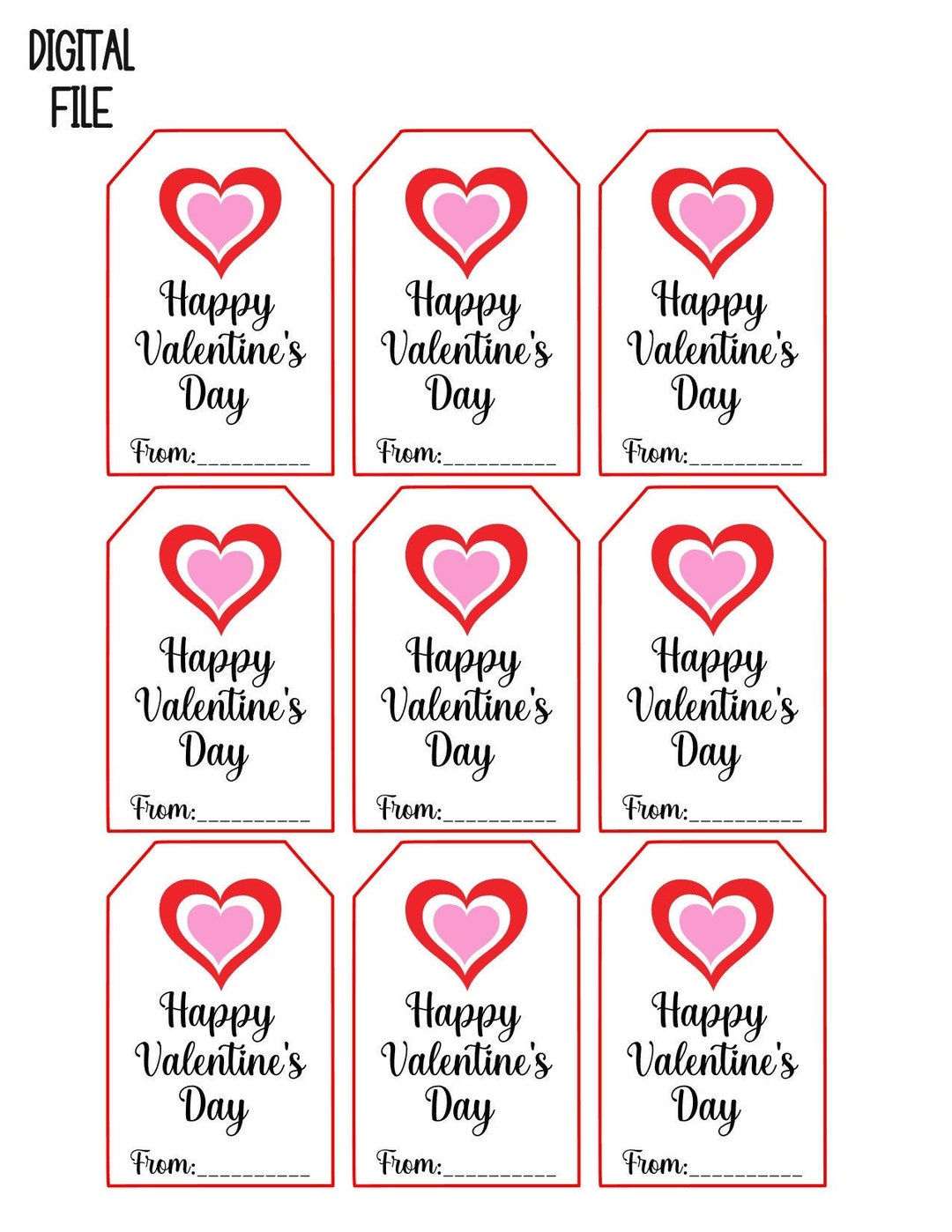 Printable Valentine's Day Tags / Valentine's Day Gift Tag Template ...
