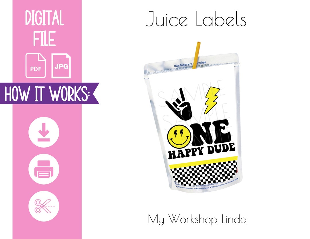 One Happy Dude Juice Label/capri Sun Label/birthday Party Printable ...