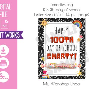 Instant Download 100th Day of School Smarty, 100 Days Smarter, 100th ...