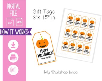 Printable Halloween Gift Tags / / Halloween Treat Tag /halloween School ...