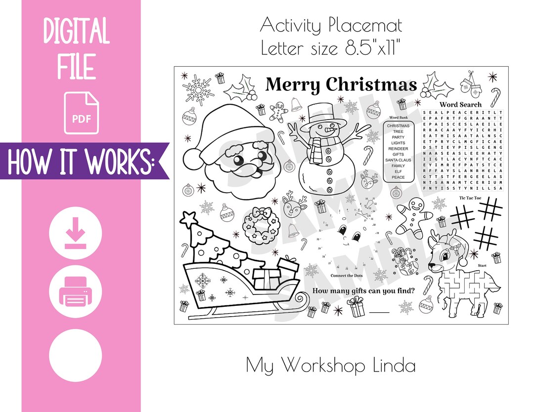Instant Download Merry Christmas Placemat | PRINTABLE Christmas ...