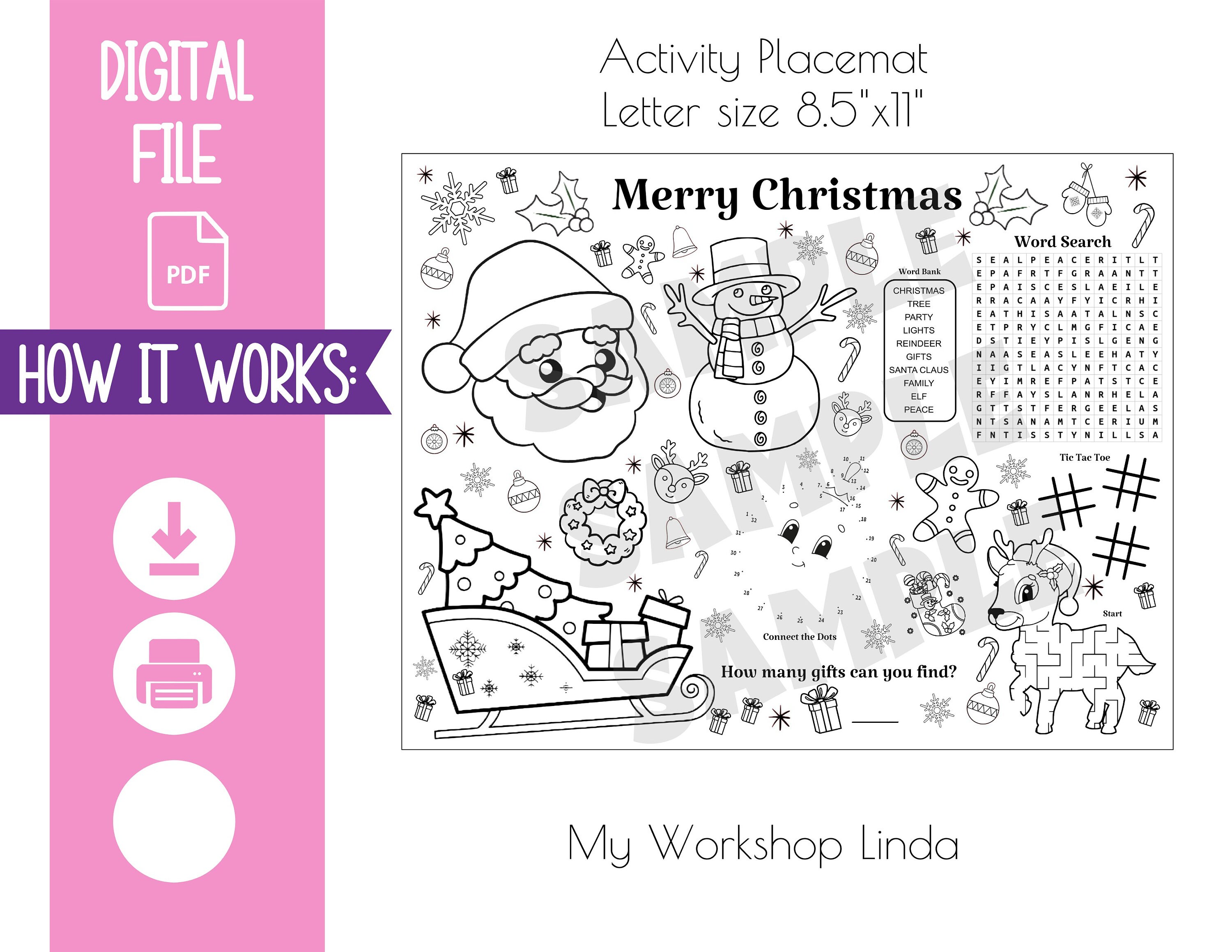 Instant Download Merry Christmas Placemat | PRINTABLE Christmas ...