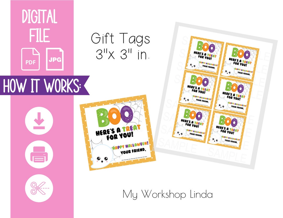 Printable Halloween Gift Tags / / Halloween Treat Tag /halloween School ...