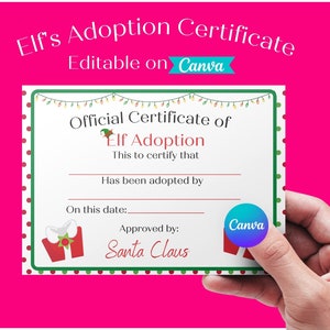 Canva Printable Elf Certificate of Adoption-editable ON CANVA/ Elf ...