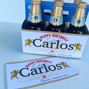 Digital Personalized Modelo 6 Pack Beer Carrier and Bottles Label ...