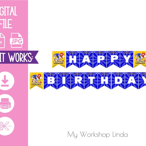 Sonic Birthday Banner Digital - Etsy