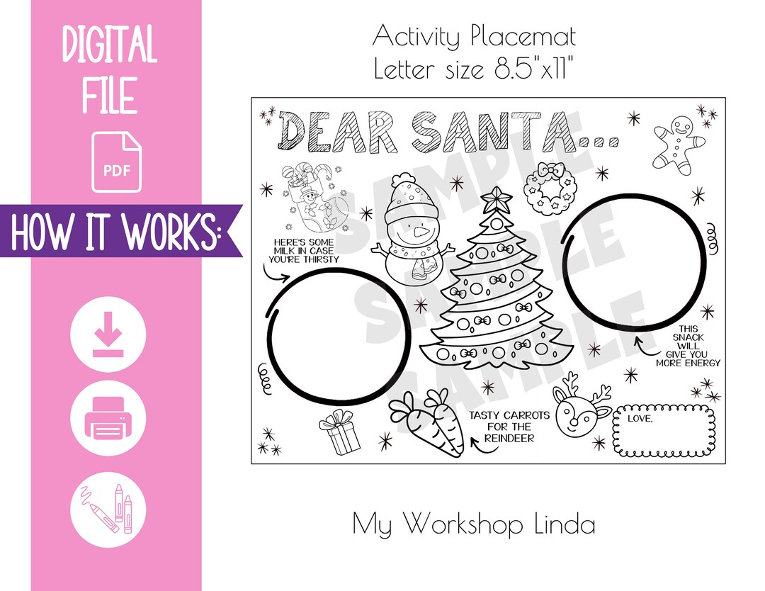 Instant Download Santa Tray Placemat | PRINTABLE Christmas Placemat for ...
