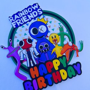 Personalized Rainbow Friends Birthday Cake Topper Kids Party - Etsy