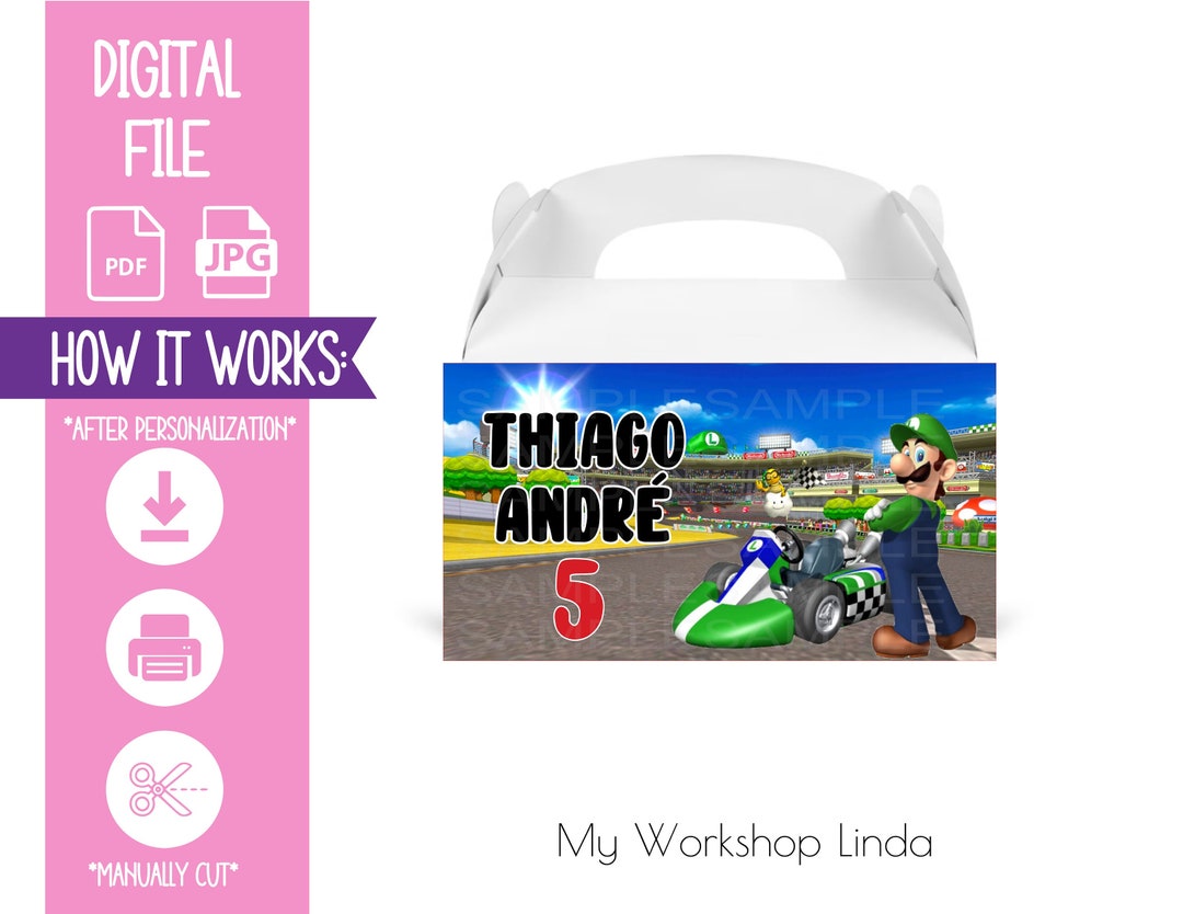Personalized Luigi Favor Box Label, Super Mario Favor Box Label, Luigi ...