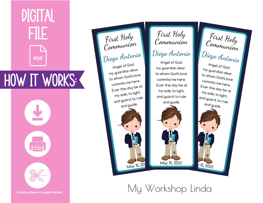 Personalized First Holy Communion Bookmarks | 1st Communion Bookmark ...