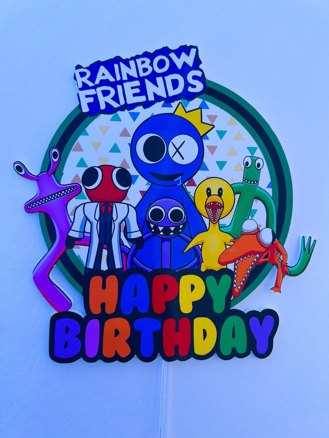 Personalized Rainbow Friends Birthday Cake Topper - Kids Party Decor ...