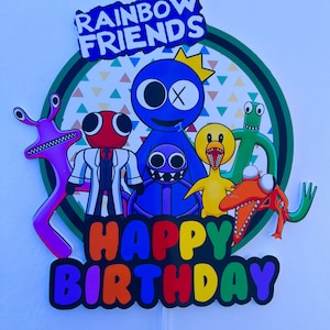 Personalized Rainbow Friends Birthday Cake Topper - Kids Party Decor ...