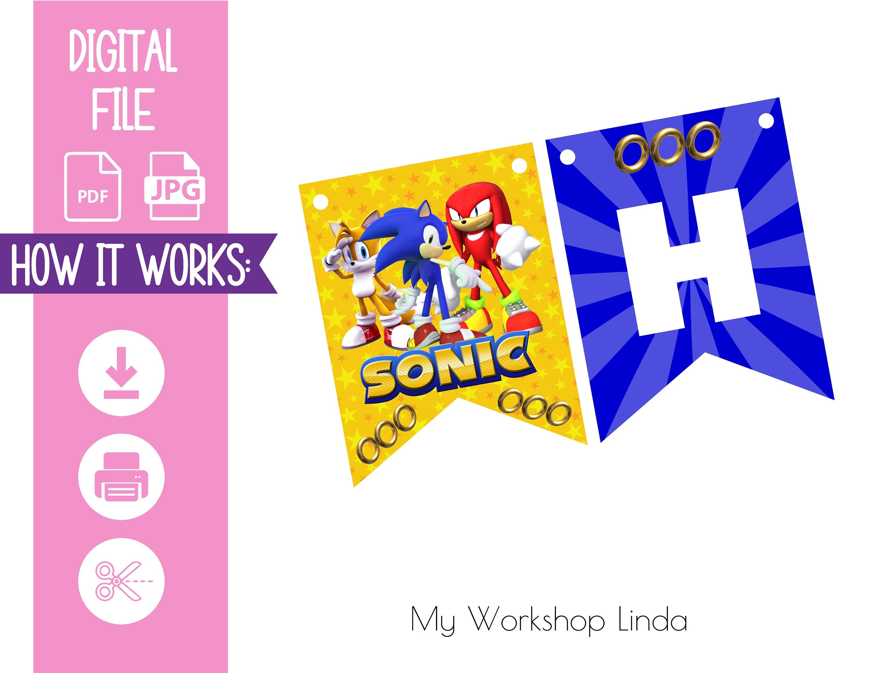 Printable Sonic Birthday Banner/sonic Birthday / Sonic Party/ Sonic ...