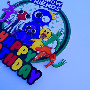 Personalized Rainbow Friends Birthday Cake Topper - Kids Party Decor ...