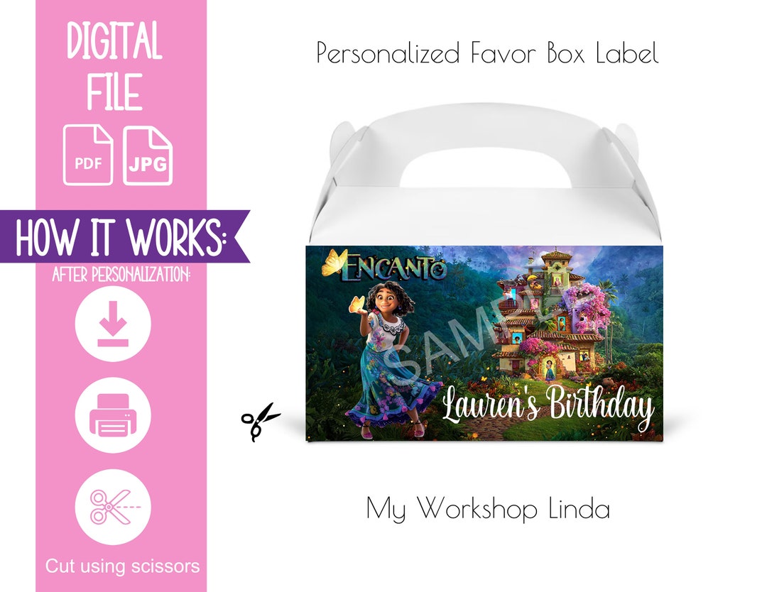 Personalized Mirabel Encanto Favor Box Label / Encanto Gable Box ...