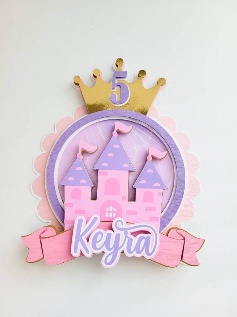 Birthday Personalized Princess Theme Cake Topper| Princess Crown Cake ...
