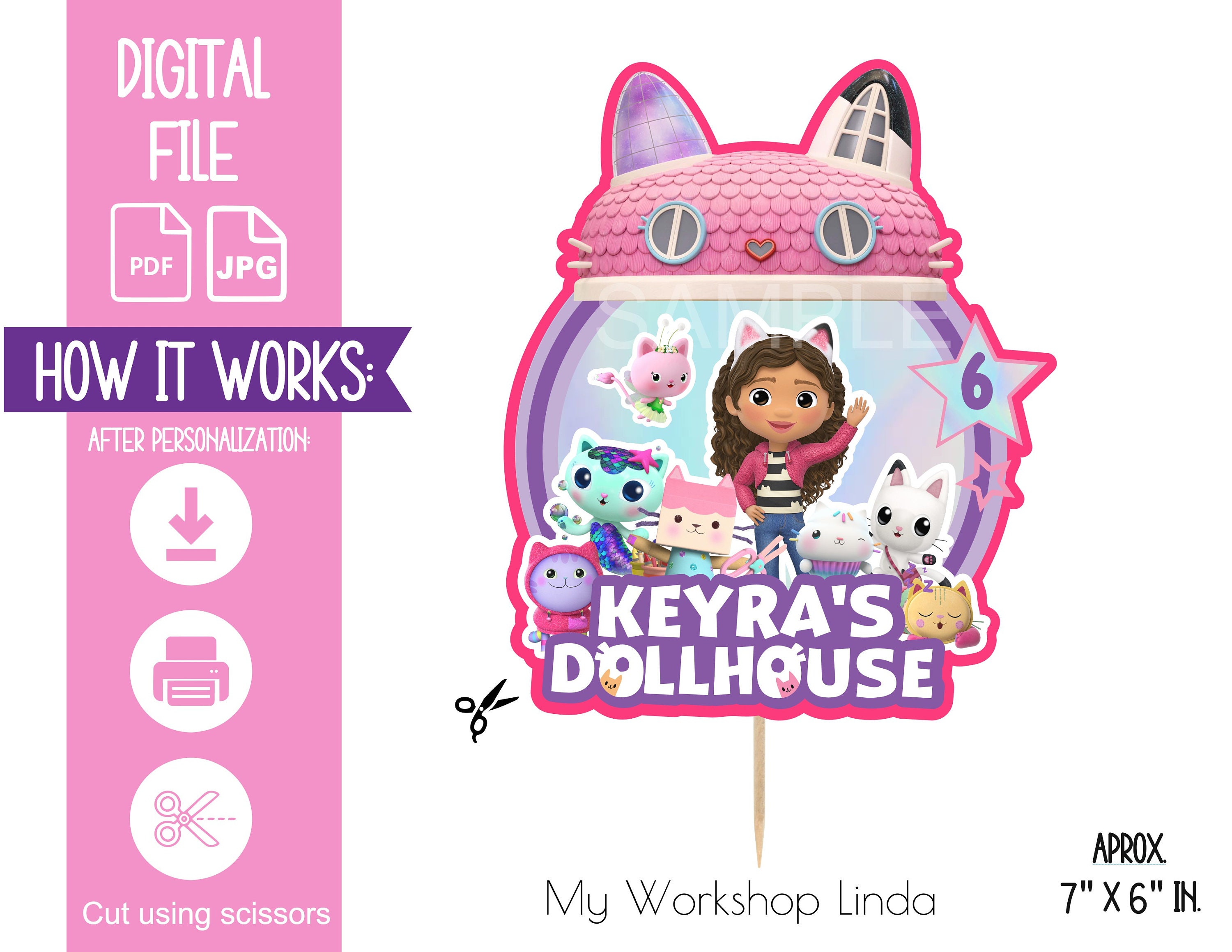 Gabby Dollhouse Cake Topper Gabby Dollhouse Png Gabby Dollhouse