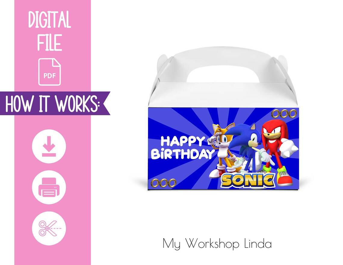 Sonic Favor Box Label /sonic Gable Box Happy Birthday / Sonic - Etsy