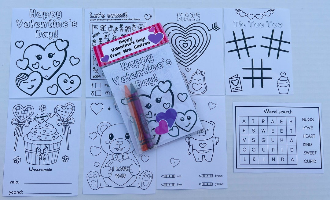 Valentines Activity Coloring Kit, Classroom Coloring Books, Party Favor ...