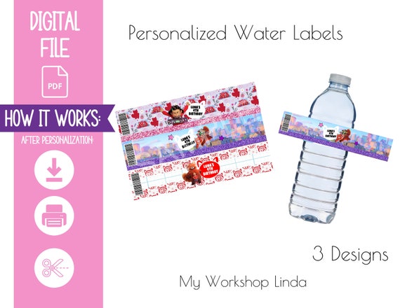 Turning Red Water Label / Personalized Label / Turning Red - Etsy